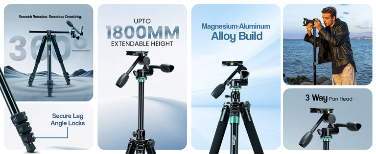 HF-999 Professional Portable Tripod Monopod with 3 Way Pan Head – HIFFIN